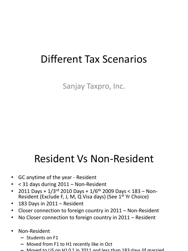 Tax Scenarios: Resident vs Non-Resident | PDF | Law