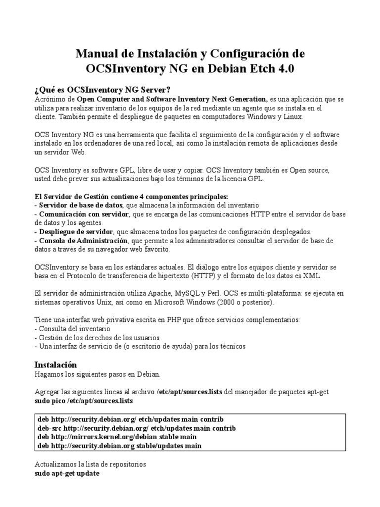 Manual de OCSInventory | PDF | Servidor (Computación) | Software del sistema
