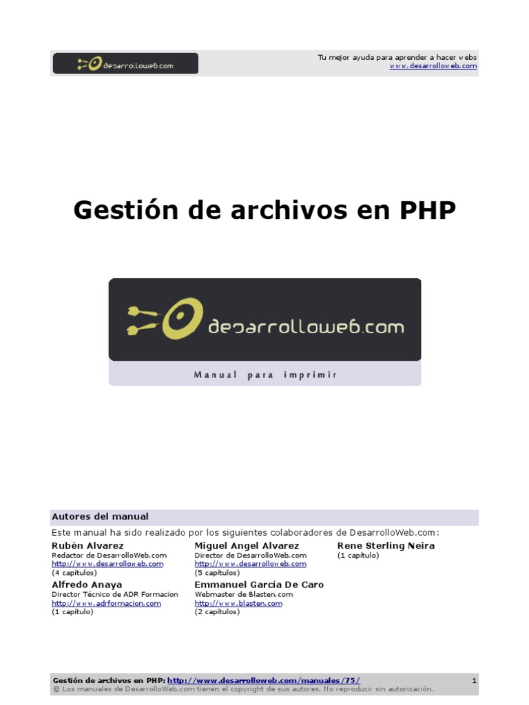 Manual Gestion Archivos PHP | PDF | Archivo de computadora | Servidor web