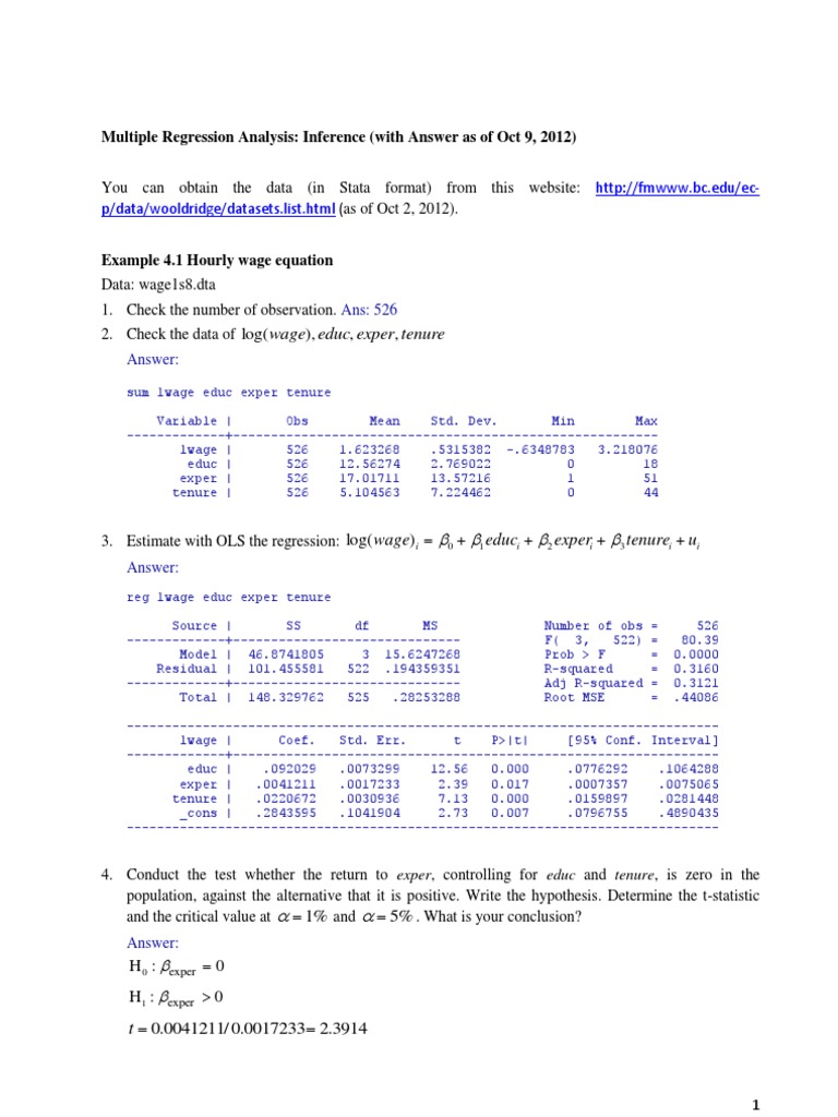 Lab Exercises Answer | P Value | Statistical Hypothesis Testing | Free ...