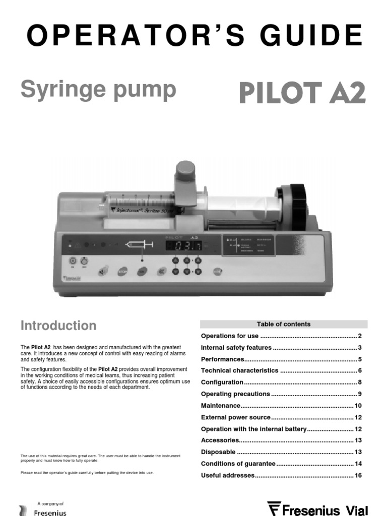 Fresenius Pilote A2 - User Manual | PDF | Intravenous Therapy | Syringe