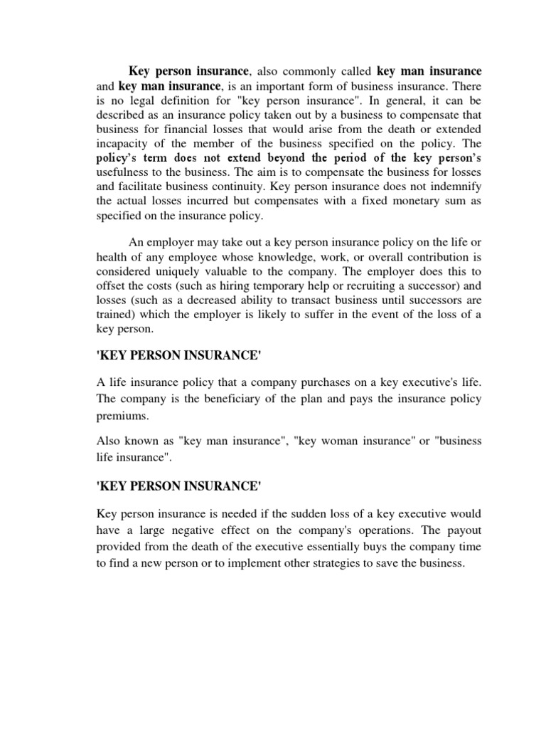 Key Man Insurance | Insurance | Life Insurance