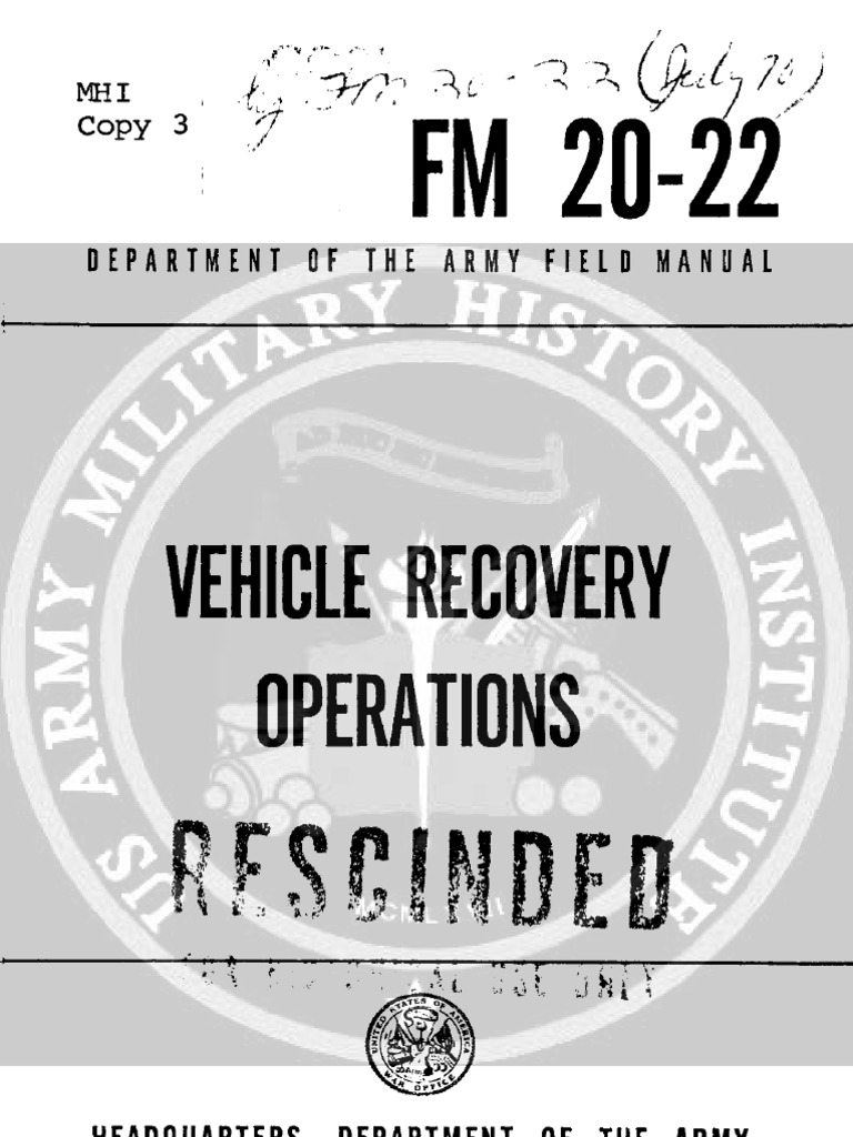 Army Vietnam Vehicle Recovery Operations | PDF | Lever | Rope