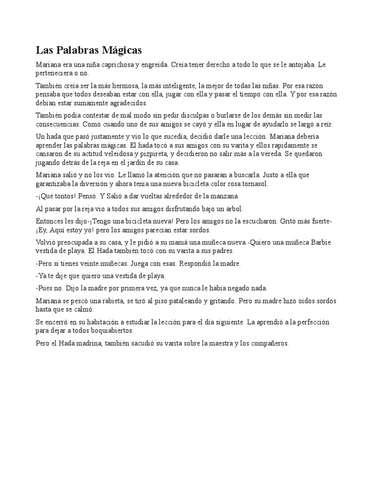 Cuento Las Palabras Magicas | PDF | Ocio | Entretenimiento (general)
