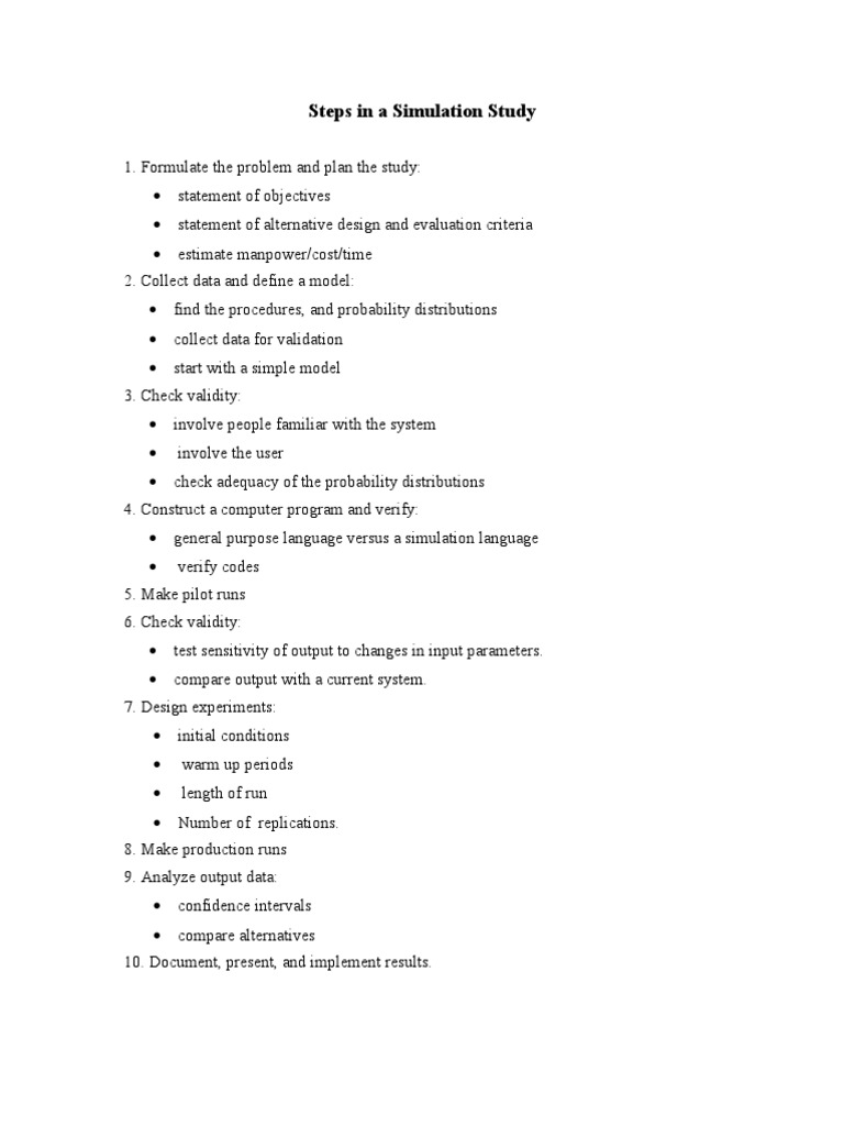 Steps in A Simulation Study | PDF