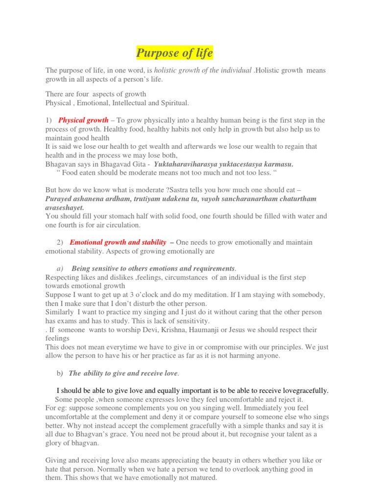 The Purpose of Life | PDF | Moksha | Spirituality