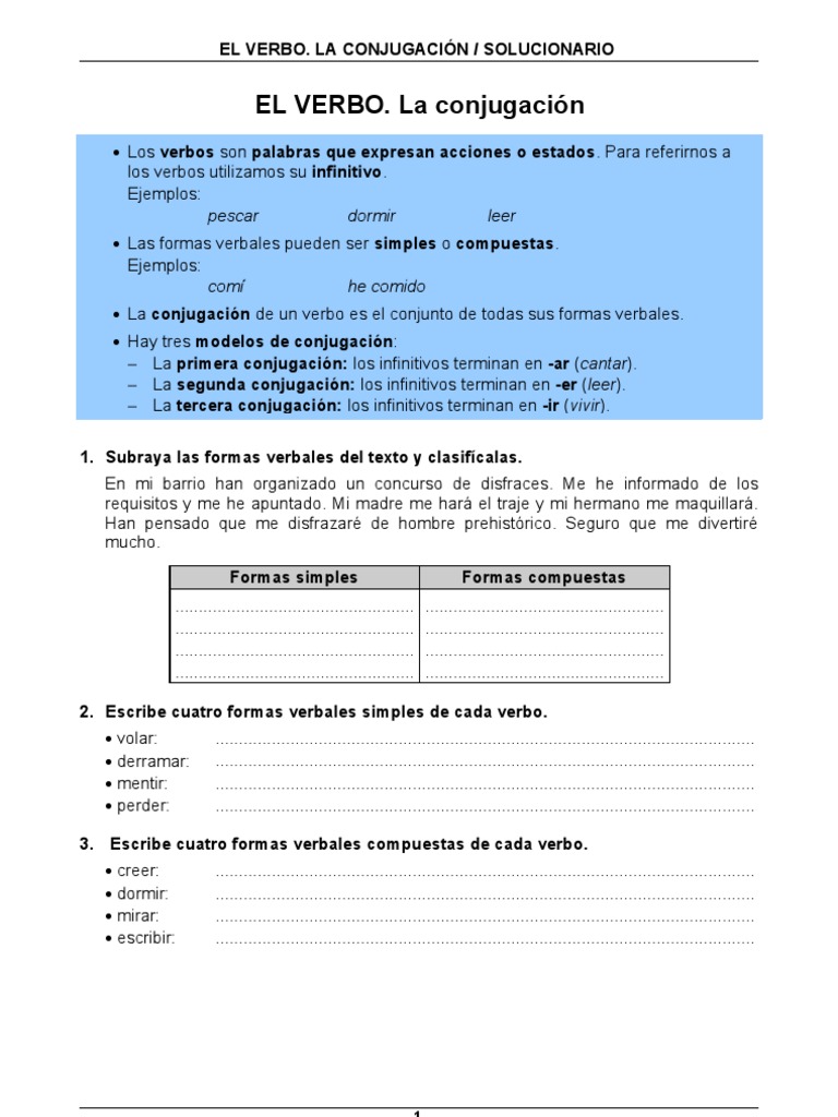 Verbos Conjugacion | PDF | Conjugación gramatical | Verbo