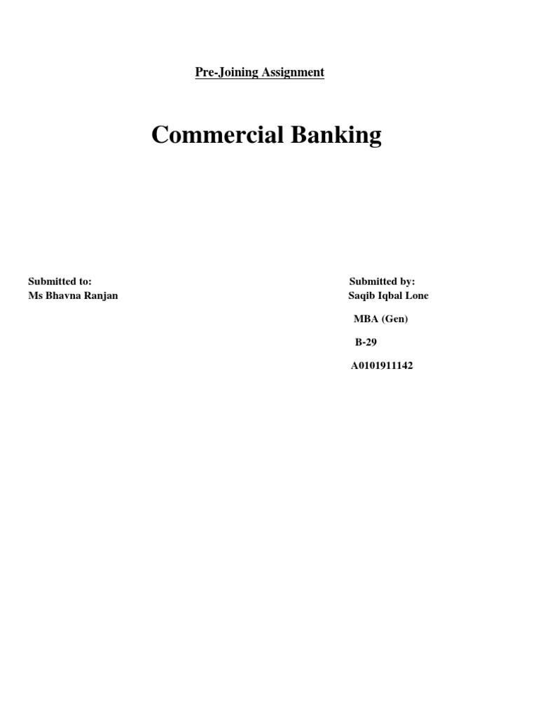 Commercial Banking: Pre-Joining Assignment | PDF | Letter Of Credit | Factoring (Finance)