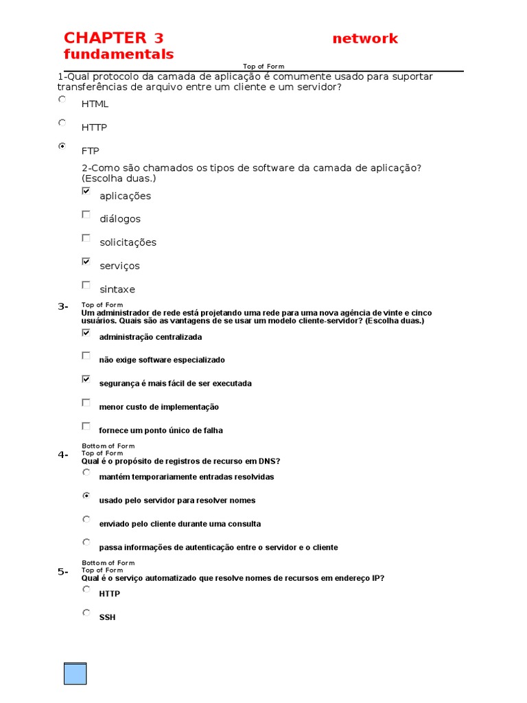 Chapter 3 Network Fundamentals PDF | PDF | Modelo cliente – Servidor | P2P (ponto a ponto)