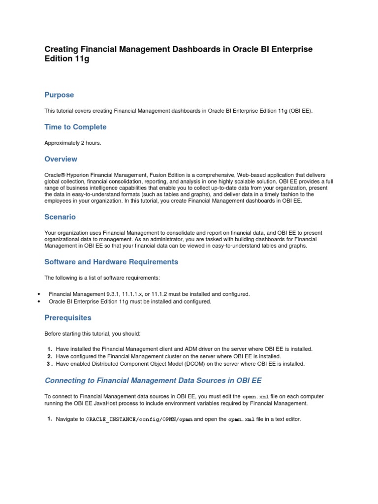 Creating Financial Management Dashboards in Oracle BI Enterprise ... Creating Financial Management Dashboards in Oracle BI Enterprise ...