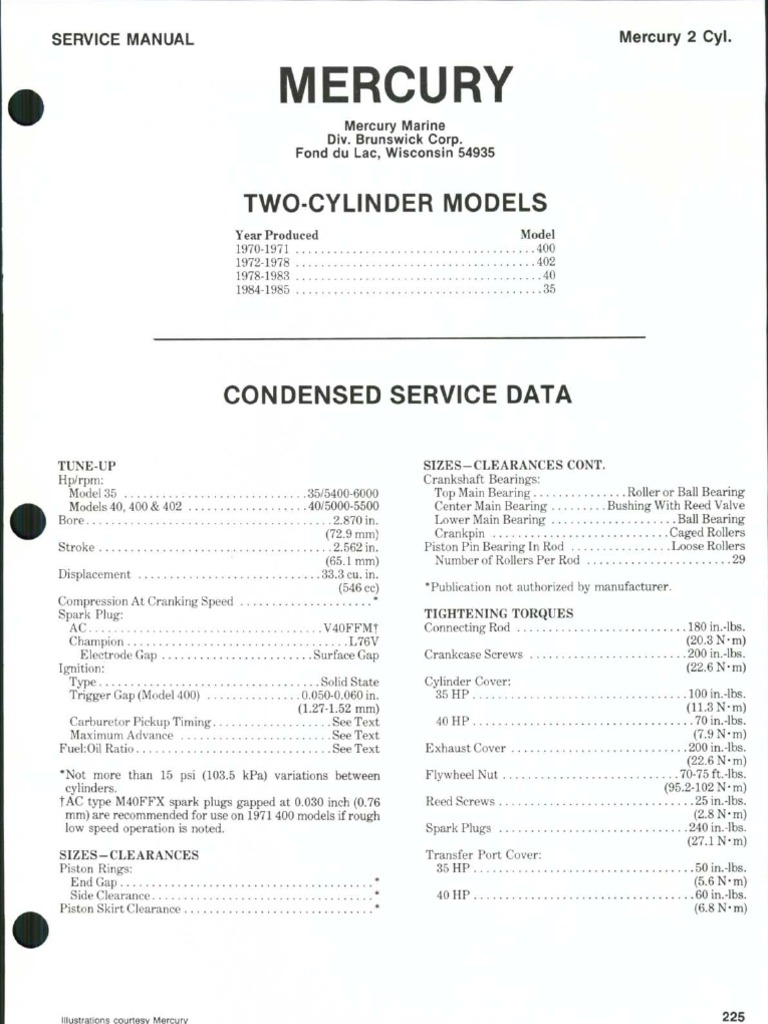 Mercury Service Manual | PDF | Piston | Ignition System