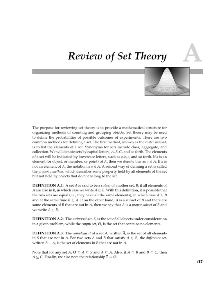 A - Review of Set Theory PDF | PDF | Set (Mathematics) | Mathematical ...