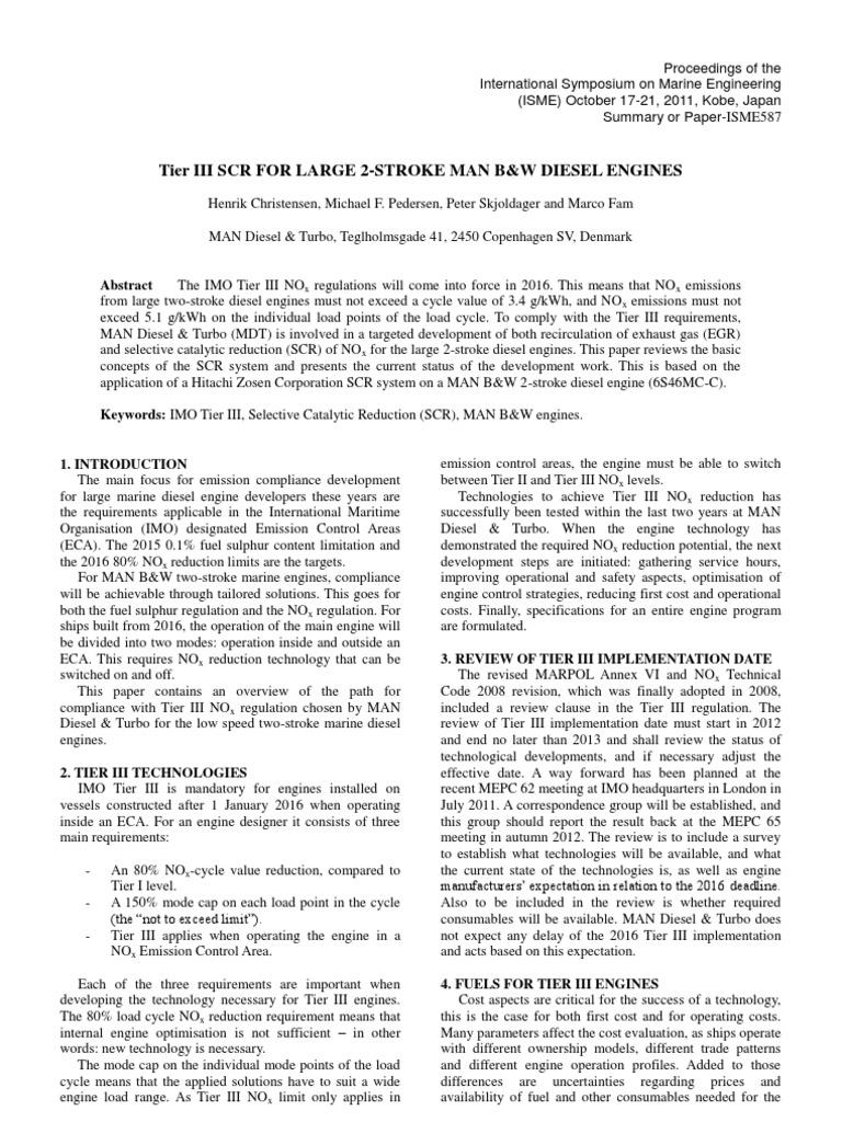 Tier III SCR For Large 2-Stroke MAN B&W Diesel Engines | Download Free ...