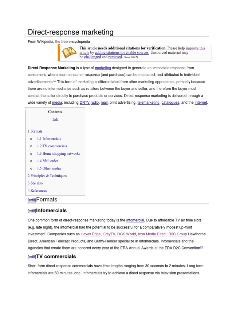 Direct-Response Marketing: Formats | PDF | Direct Marketing | Service ...