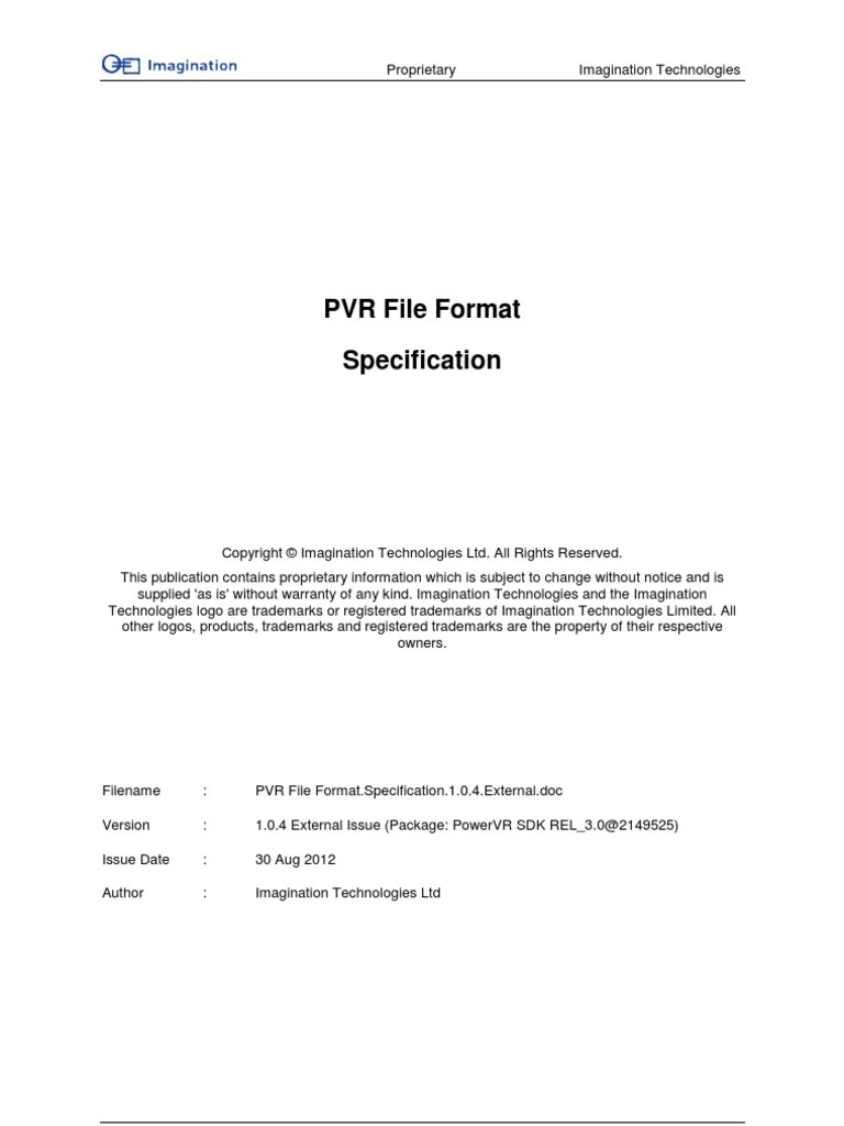 PVR File Format - Specification | PDF | File Format | Integer (Computer Science)