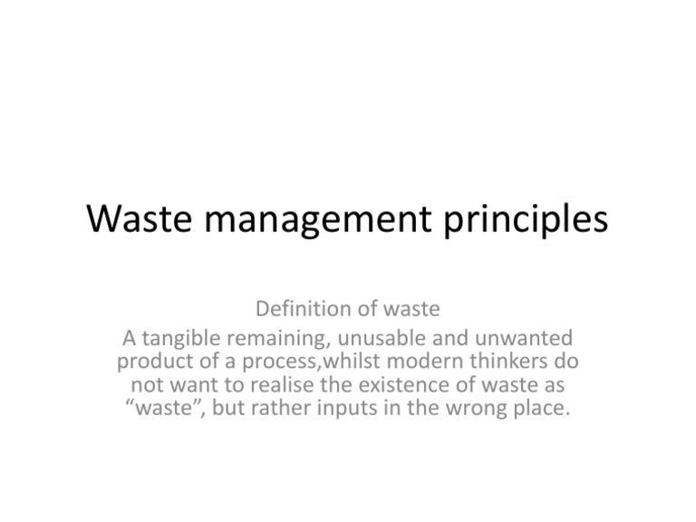 Understanding Waste Management Principles | PDF