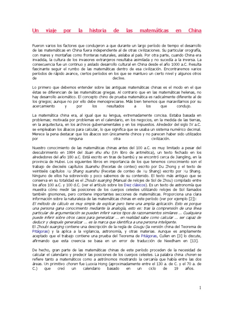 Un Viaje Por La Historia de Las Matemáticas en China | PDF | Nicolás ...