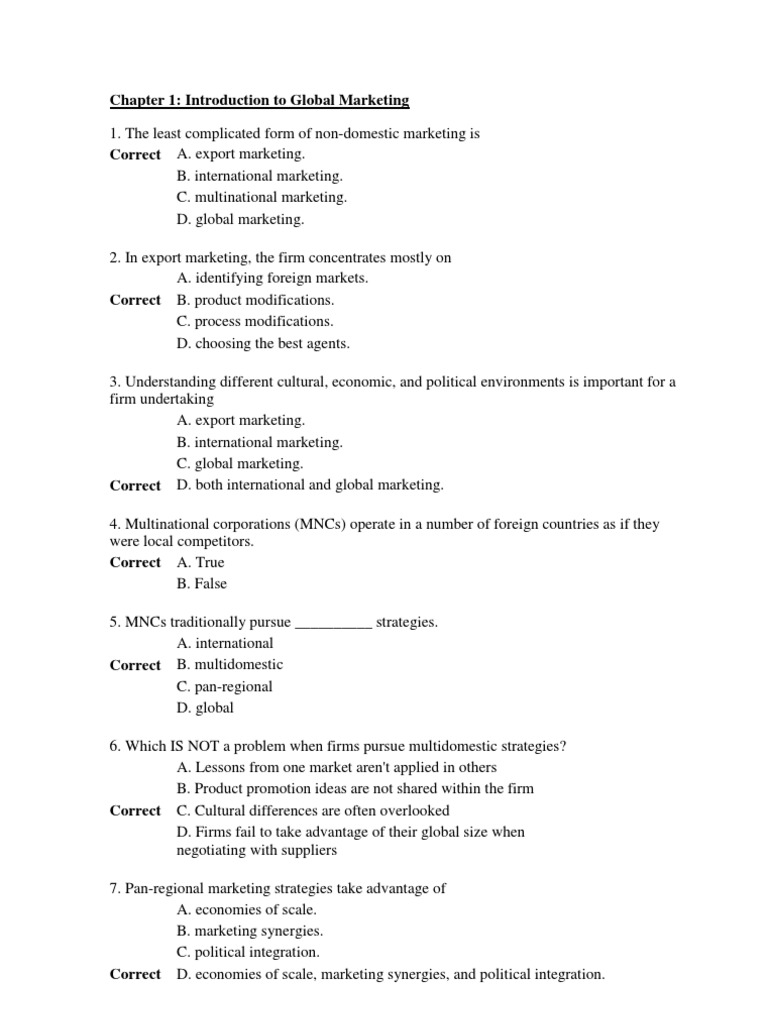 IM 2 - Multiple Choice Questions | PDF | Exports | Sales