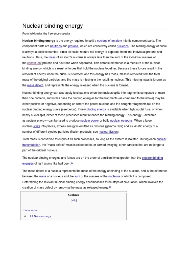 Nuclear Binding Energy | PDF | Nuclear Physics | Binding Energy
