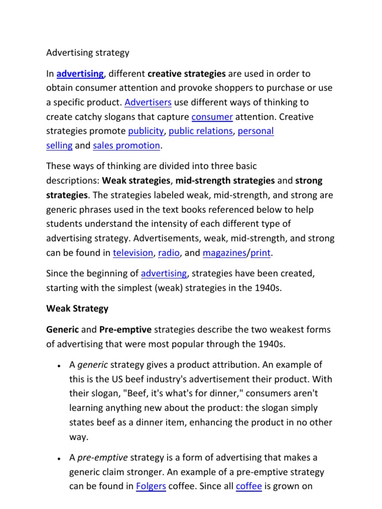 Advertising Strategy | PDF | Marketing Strategy | Strategic Management