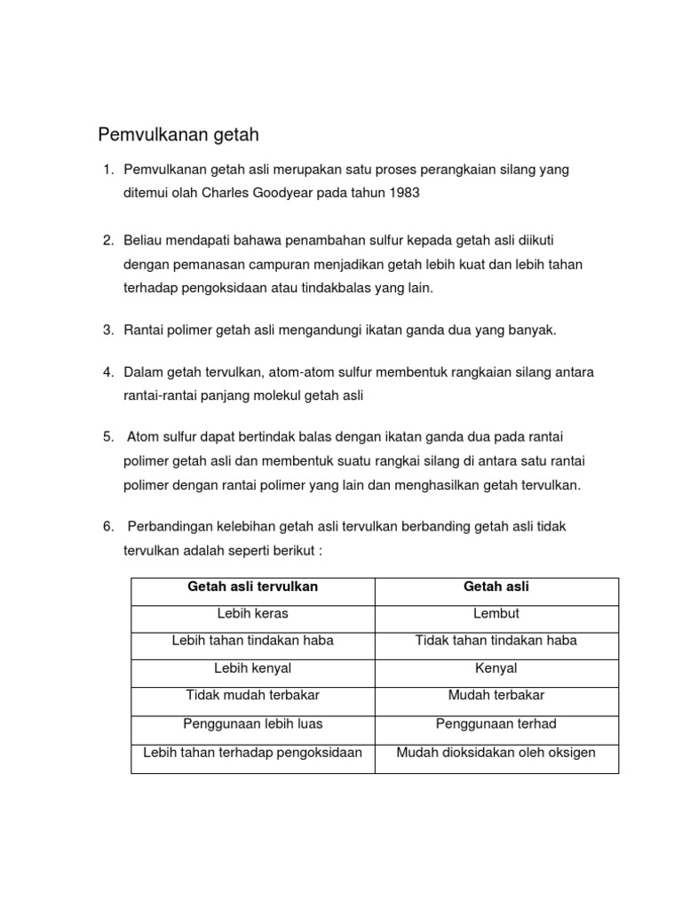 Pemvulkanan Getah: Proses dan Kegunaan | PDF | Teknologi & Rekayasa