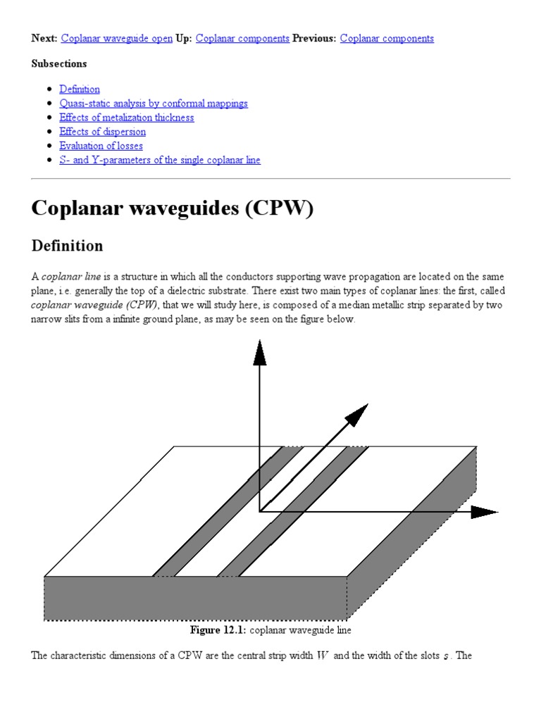 Coplanar Waveguides (CPW) | PDF | Waveguide | Capacitor