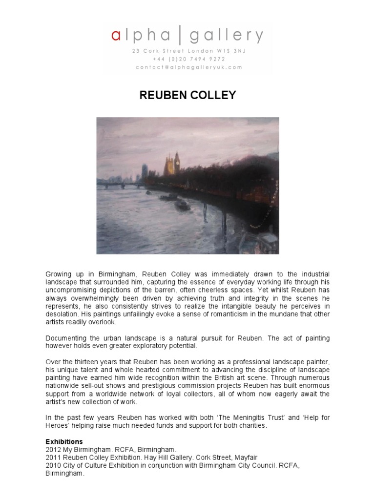 Reuben Colley Bio | PDF | Birmingham | Art Museum