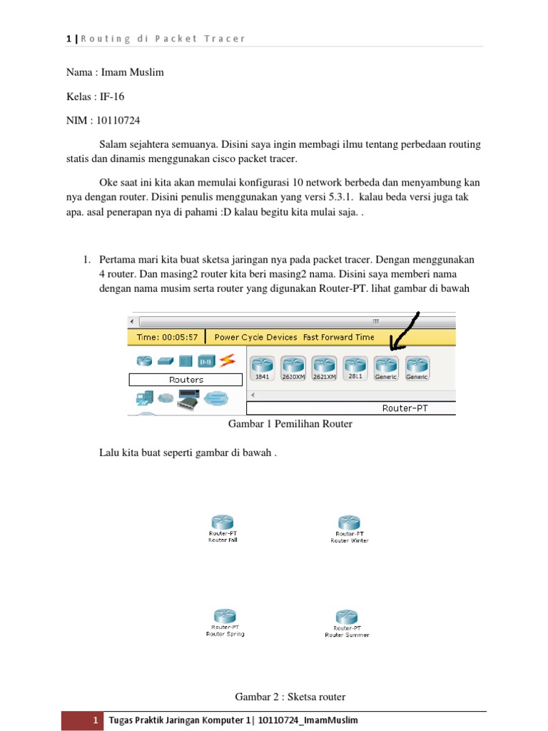 Tutorial Packet Tracer Routing Dinamic Dan Statis | PDF | Komputer