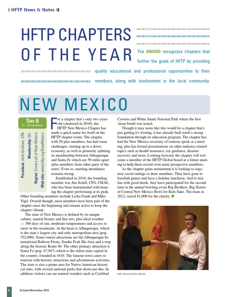 HFTP Chapters of The Year | PDF | Albuquerque | New Mexico