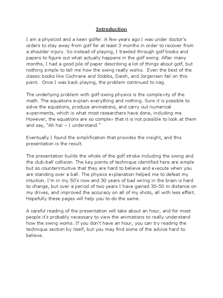 Applying Physics To Golf | PDF | Collision | Golf Stroke Mechanics