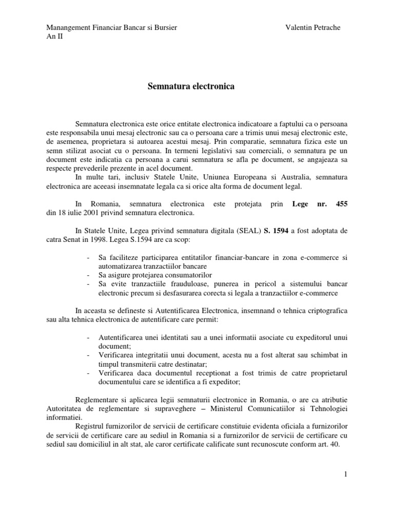 Semnatura Electronica | PDF
