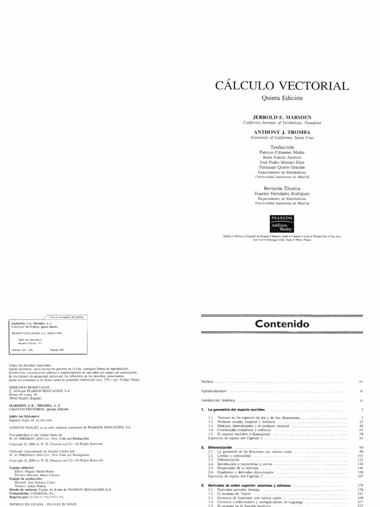 Calculo Vectorial Jerrold E. Marsden PDF | PDF