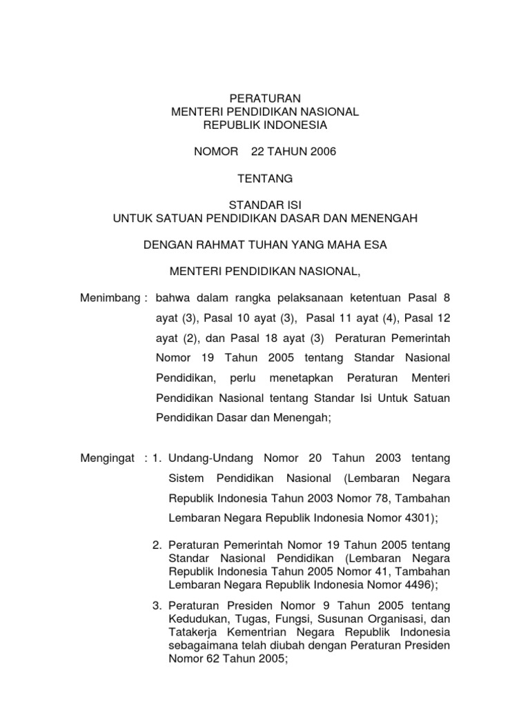 Standar Isi Pendidikan | PDF