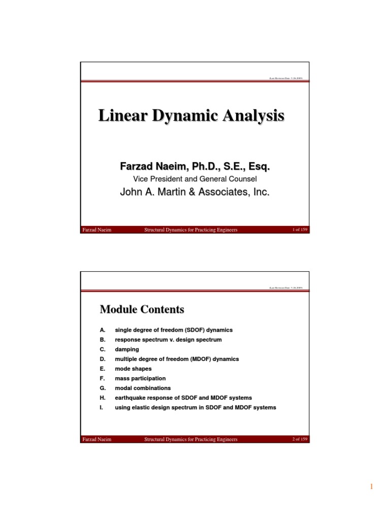 1 NAEIM 2009 Linear Dyamics | PDF | Mechanics | Classical Mechanics