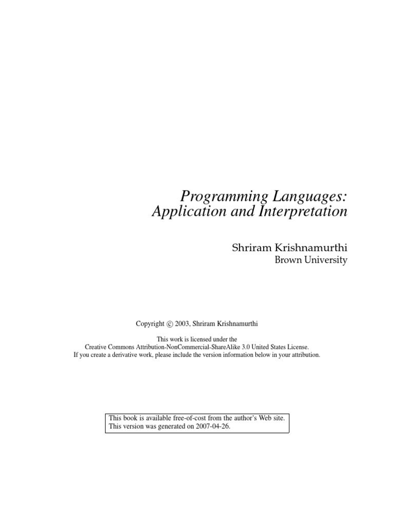 Programming Languages: Application and Interpretation | PDF | Scheme (Programming Language ...