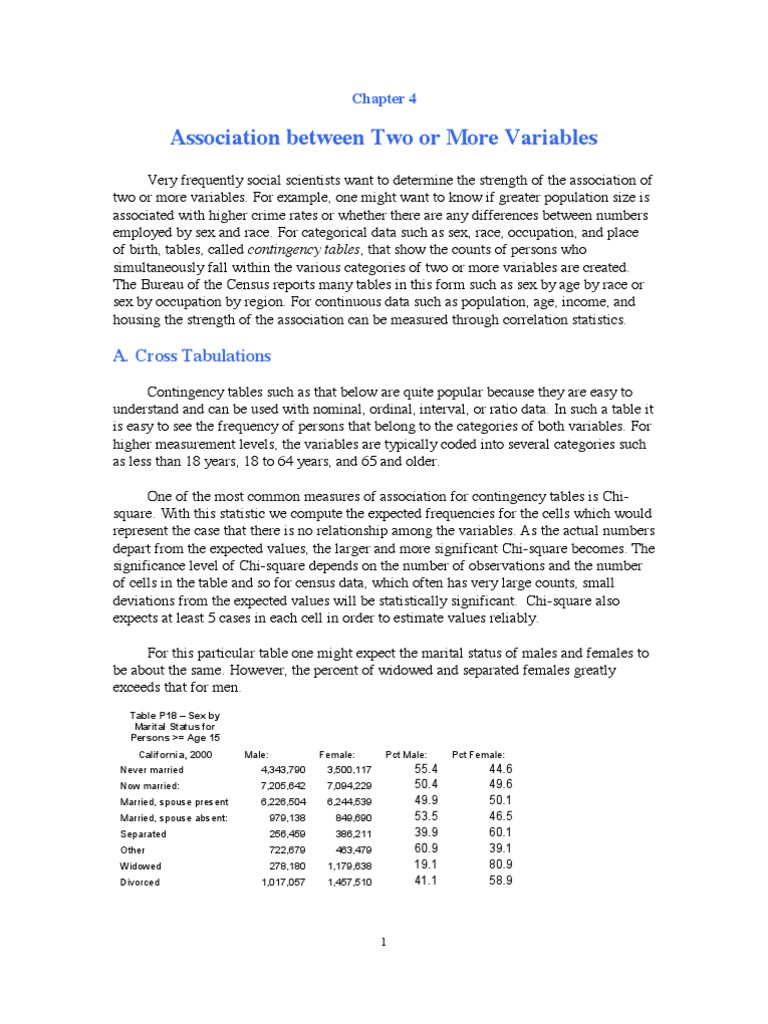 Chapt 4 Association | PDF | Errors And Residuals | Correlation And Dependence