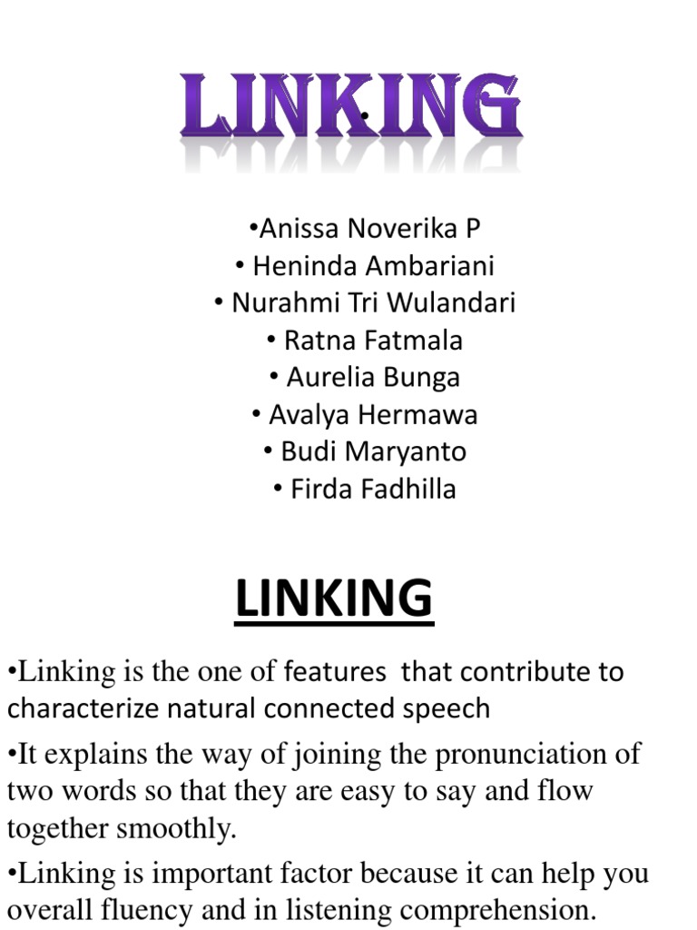 Linking | Vowel | Consonant