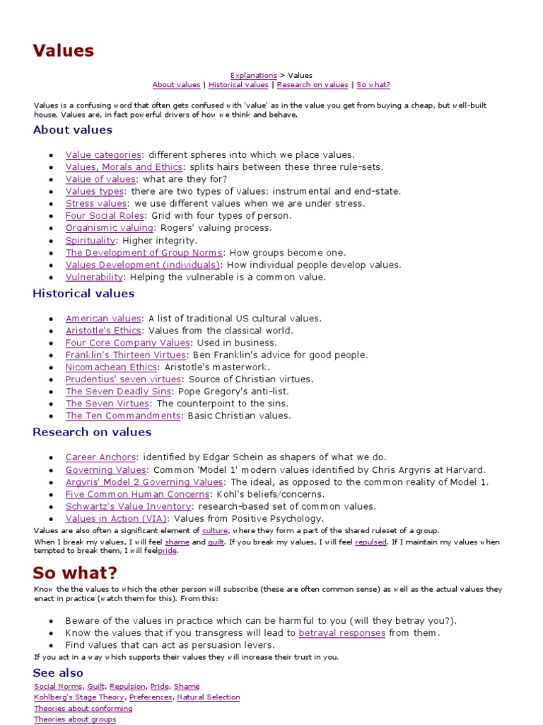 Values | PDF | Value (Ethics) | Spirituality