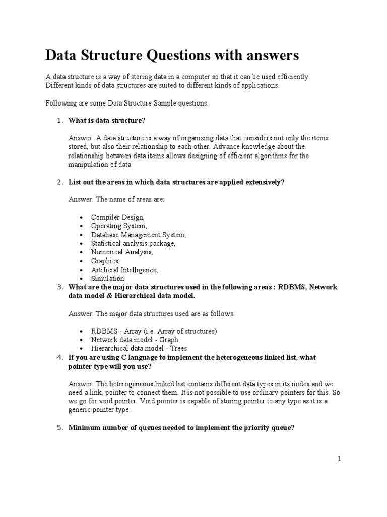 Data Structure Q&A Guide | PDF | Teaching Methods & Materials