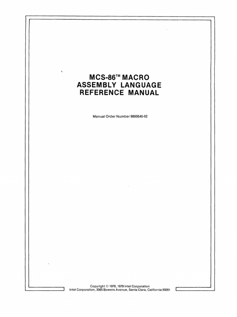 MCS-86 Macro Assembly Language Manual Sep79 | PDF | Assembly Language ... MCS-86 Macro Assembly Language Manual Sep79 | PDF | Assembly Language ...