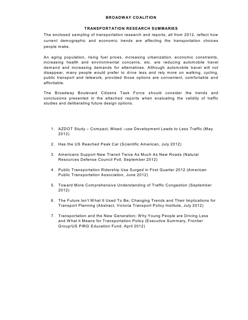 Transportation Research Summaries-Cover | PDF