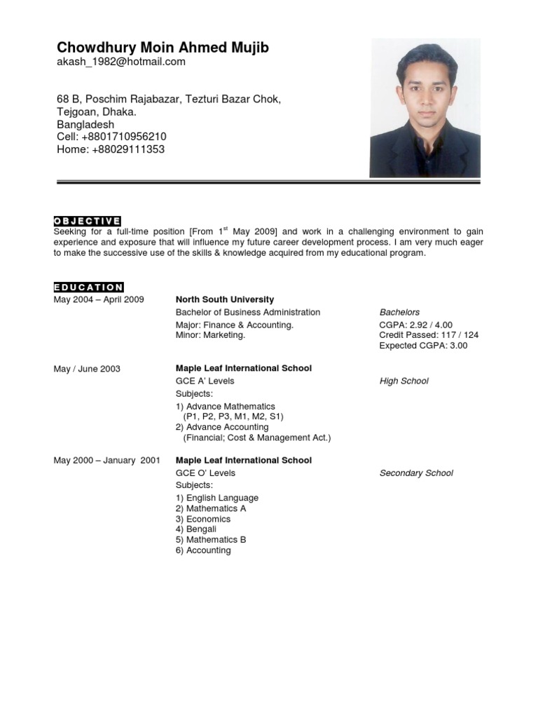 Chowdhury Moin Ahmed Mujib (CV) | PDF | Bangladesh | Accounting