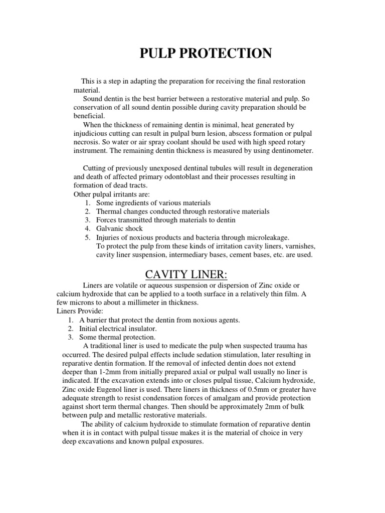 Pulp Protection | PDF | Varnish | Dentin