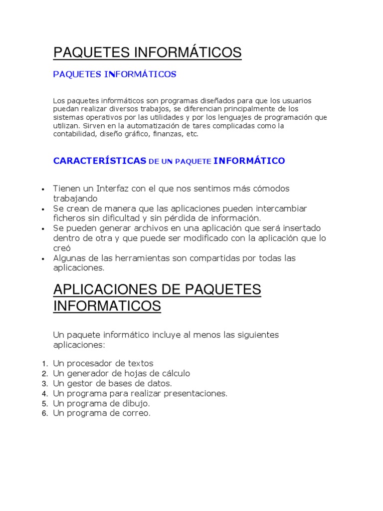Características y ejemplos de paquetes informáticos | PDF | Navegador ...
