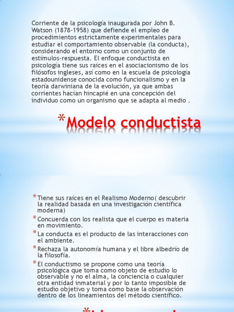 Modelo Conductista | PDF | Behaviorismo | Realismo filosófico