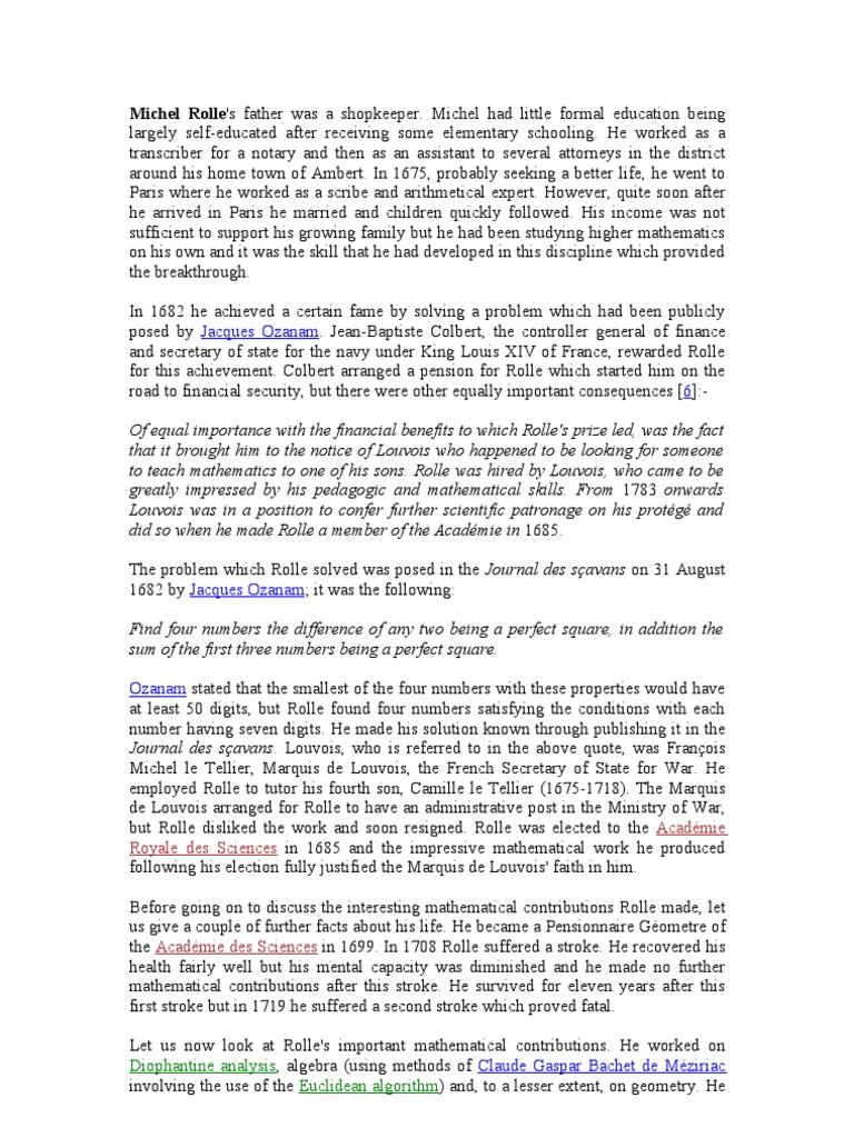 Michel Rolle Biography | Polynomial | Zero Of A Function