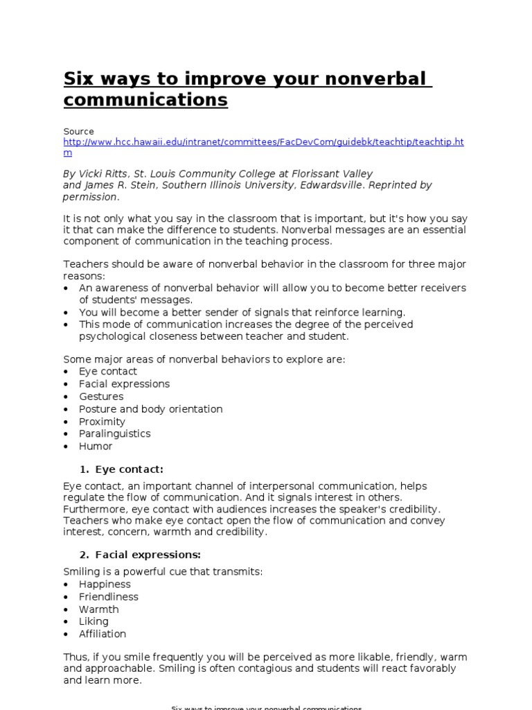 2 Six Ways to Improve Your Nonverbal Communication Skills | Nonverbal ...