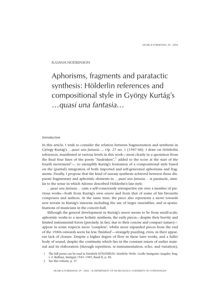Aphorisms, Fragments and Paratactic Synthesis | PDF | Theodor W. Adorno