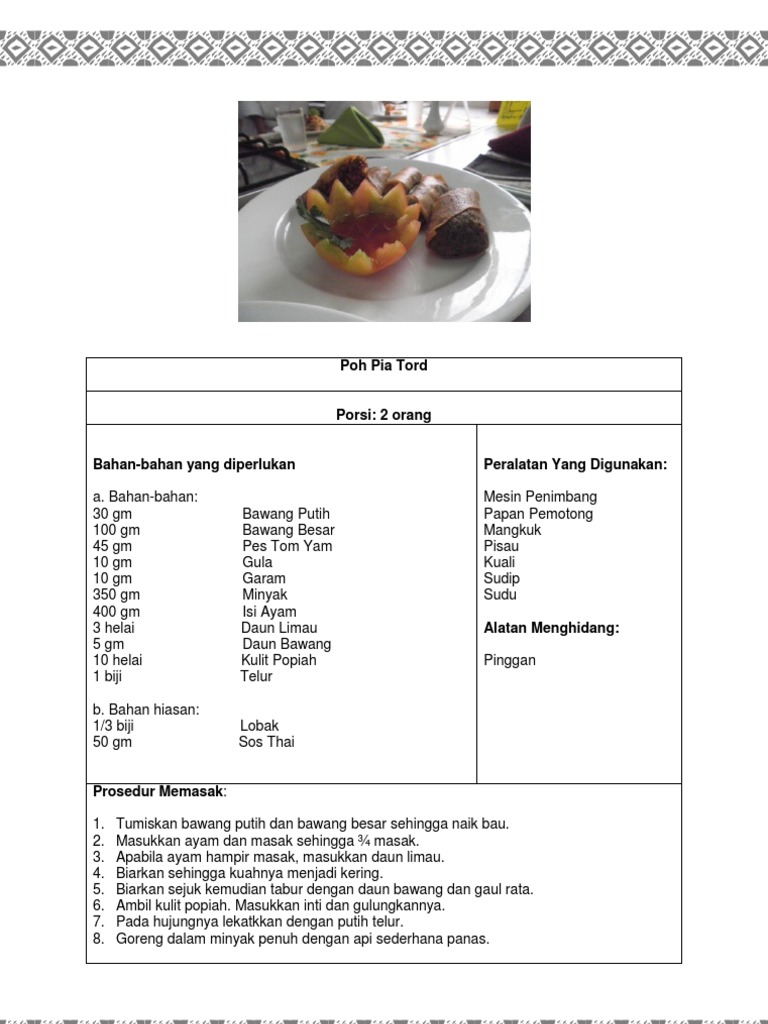 Contoh Resipi Standard | PDF