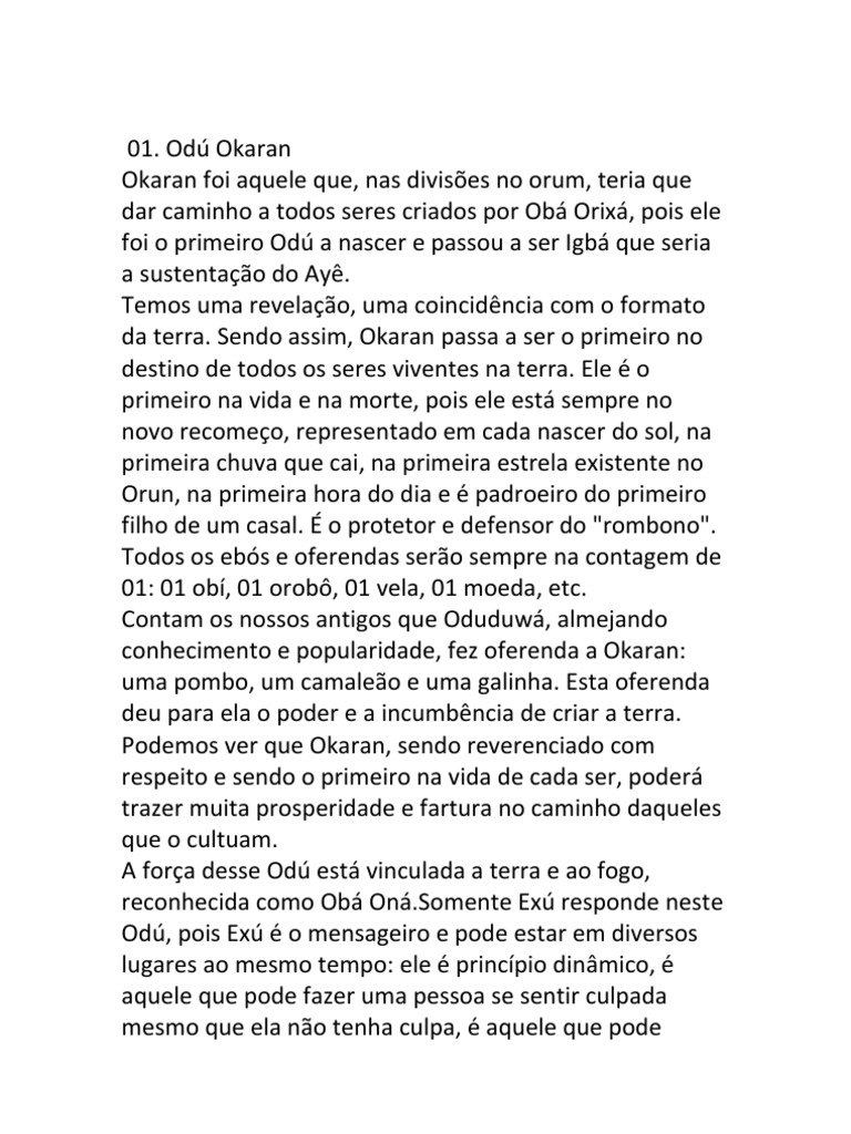 Os 16 Odus de Ifa | PDF | Amor | Religião e crença